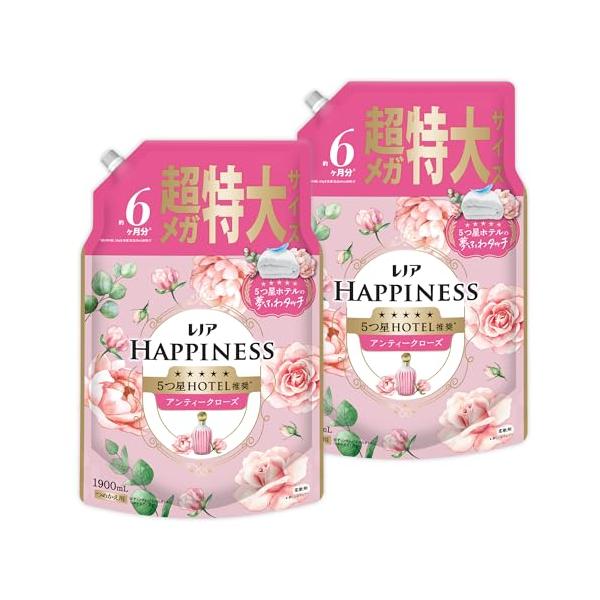 パッケージ：ピンク・ホワイト/詰め替え 1900mL×2袋/4904740674384・PatternName:アンティークローズSize:詰め替え 1900mL×2袋・パッケージ個数:1・新レノアハピネス夢ふわタッチは、洗濯するたび気にな...