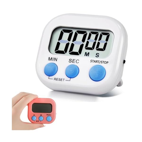 ホワイト/標準/多機能な電子タイマー・Color:ホワイト・大画面設計：LCD液晶画面表示、鮮明で簡潔で、大きくて見やすい表示，老人と子供もはっきり見える。・時間上限設定時間:最大/99分59秒、最小/1秒。・複数の配置：背面強力なマグネッ...