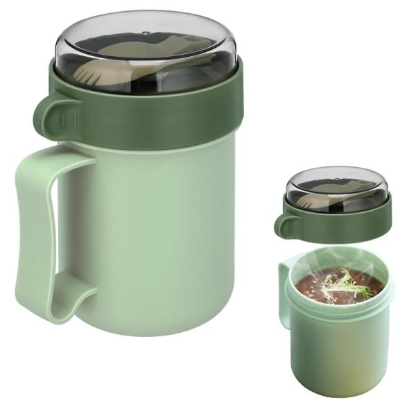グリーン/-/TG-0923・Color:グリーン・容量：500ML・高品質の素材：この朝食カップは良質なポリプロピレン材料で作られており、耐久性と実用性があります。・多機能 スープカップ 蓋付き：多機能スープカップ、ホームオフィスでの外出...