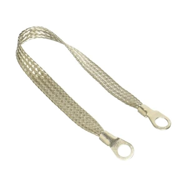 -/30cm/GOP201・パッケージ個数:1・材質:ニッケルメッキ平編銅線 ニッケルメッキ端子 / 数量:1本 / 全長:30cm / 断面積:8sq / 端子穴径:10φ