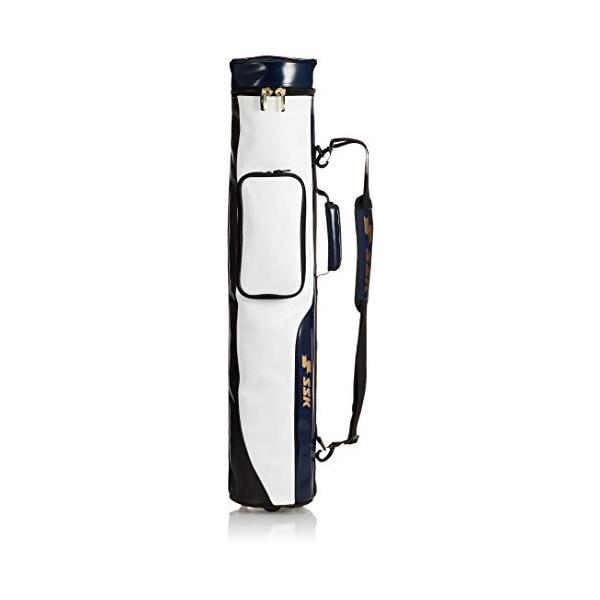 バットケース・ホワイト×ネイビー (1070) Free Size BH5001・・Color:ホワイト×ネイビー (1070)・【素材】合成皮革（PVC）×合成皮革（PVCエナメル加工）　【サイズ】本体：長さ95×径18cm