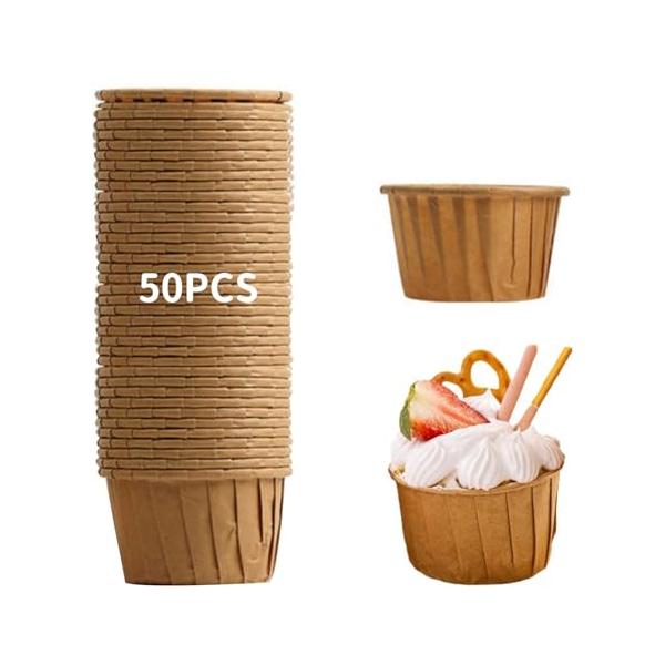 ベージュ/50個/上口直径6.8cm×下口直径5cm×高さ4cm/D-1287・Color:ベージュ/50個・デザイアブル製 耐熱耐油紙材質マフィン カップ材質:高品質の食品グレードの紙(耐熱温度230度)で作られており、安全で、使い捨てで...