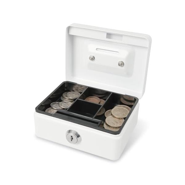 ホワイトホワイト/小型/CB-8050-W・Style:ホワイト・パッケージ個数:1・お金の管理が楽しくなる金庫みたいな貯金箱「おこづかいばこ」。お子さまの初めてのお金の管理や貯金箱におすすめです。・上蓋には硬貨が入る投入口が付いており、投...