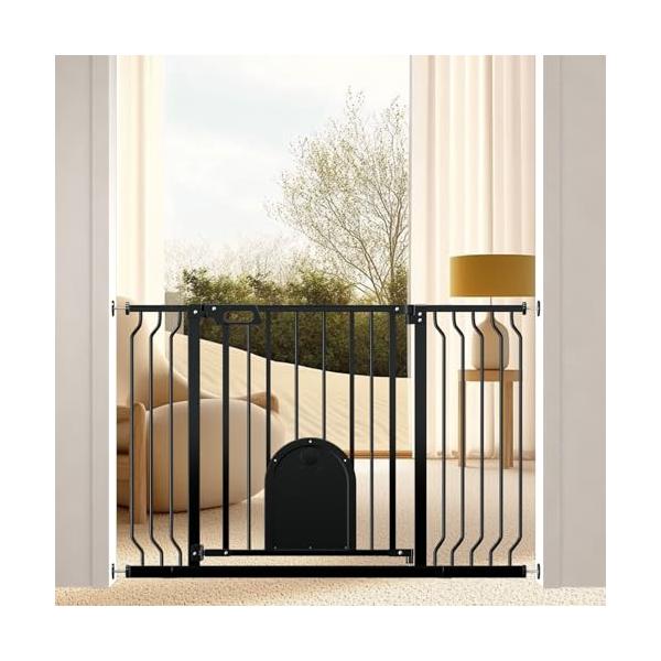 ブラック/75-157cm/w354・Size:75-157cmMaterialType:ブラック スチール製・ペットドア付き：猫や子犬が通れる小ドア付きです。大切なお子様を安全に指定エリア内に留めながら、愛するペットが自由に家中を移動でき...