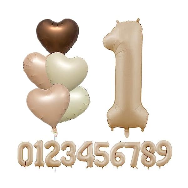 1/キャラメル色/L-X0121・Size:キャラメル色Color:1・セット内容：40インチ数字バルーン*1個、18インチハートバルーン*5個、ストロー*1本。・雰囲気作る：お部屋の雰囲気を、一気に誕生日パーティーを感じる雰囲気へ変えたい...