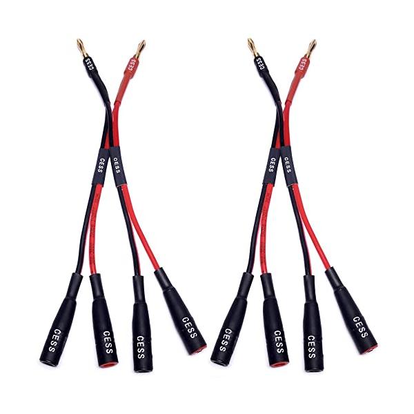 ・  s057・バナナオスプラグスプリッター。・バナナメスジャック4個からオスプラグ2個へのケーブルです。・電源スプリッターケーブル 14AWG・アンプ/スピーカースプリッターケーブル、ケーブルの長さ6インチ。・パックにはケーブル2本が含ま...