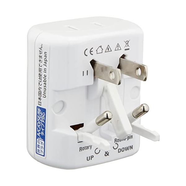 ・ホワイト 5.0x5.5x3.2cm NTI-164・・PatternName:ACコンセント2口タイプ・1つで最大2つの電気製品を使用できる便利な変換プラグ。（2つ合計で10A/250V）・海外のA/C/O/SE/BFタイプ5種類のコン...