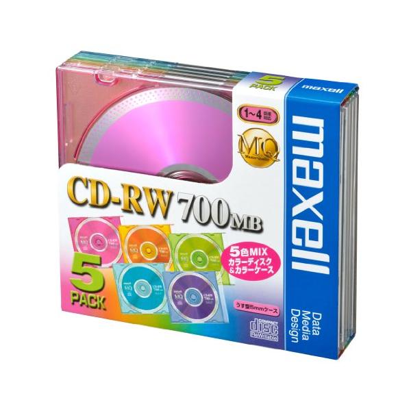 CDメディアカラーミックス/5枚/CDRW80MIX.1P5S・Size:5枚・パッケージ個数:1・規格:CD-RW・種類:PC用 / 4倍速・入数:5・盤面印刷:不可