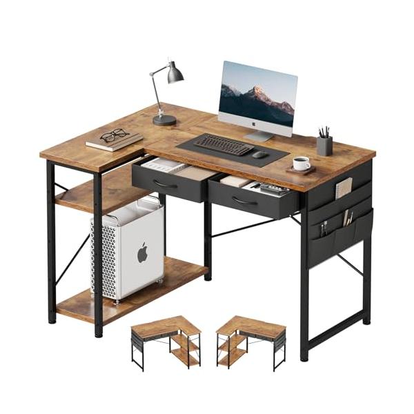 ヴィンテージビンテージ/98幅/-・Size:98幅Color:ビンテージ・L字型デザインで省スペースコーナーにぴったりフィットするL字型デスク。コンパクトながら広々とした作業スペースを実現し、モニターや資料、デスクアクセサリーの配置にも最...