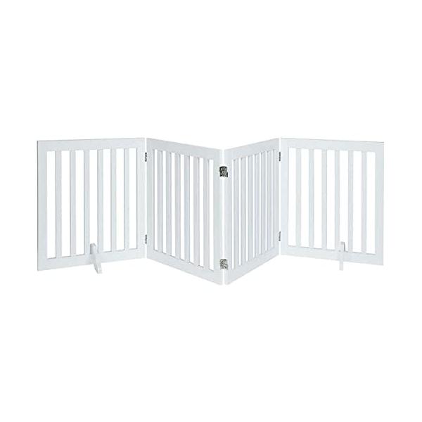 白い/高さ61cm、長さ203cm、4つのパネル/unipaws・Size:高さ61cm、長さ203cm、4つのパネル・パッケージ個数:1・組み立ては不要：完全に組み立てられ、30秒ですぐに使用できますゲートを伸ばしてペットの仕切りとしてど...