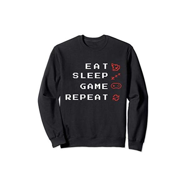 ブラック/S/-・食べて 眠る ゲームをする。REPEAT.・EAT SLEEP GAME REPEAT on an Ugly Christmas Sweater design Fun meme gift for anyone who lo...