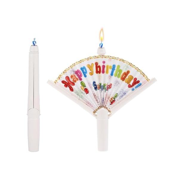 装飾的ホワイト/15センチメートル×7センチメートル/67GG・目を奪うパーティーの焦点： この「Happy Birthday」キャンドルは、高品質のワックス素材とABS素材を使用しており、点火後10?50秒で扇状に自動的に開花します。瞬間...