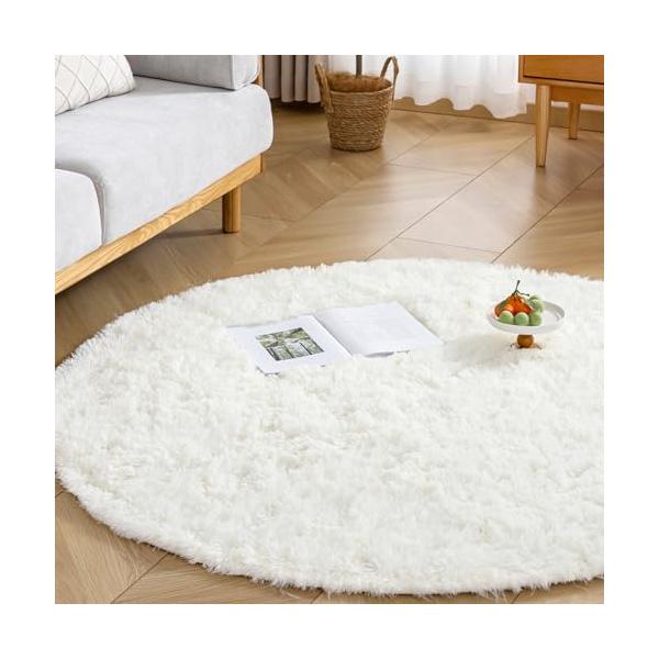 シャギーラグパールホワイト/150 cm (円形)/I024-R150WH・Size:150 cm (円形)Color:パールホワイト・パッケージ個数:1・ふわふわ柔らかな肌触りカーペット表面の生地は上質なポリエステルを採用し、色褪せず繊細...