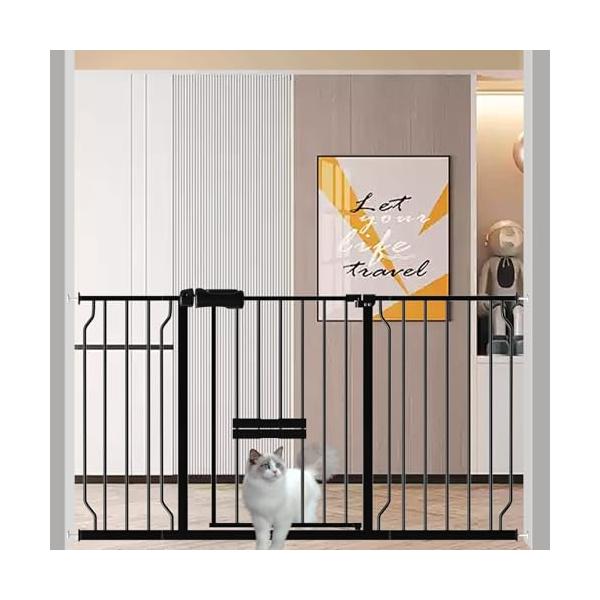 ペットドア付き-ブラック/134-146CM/-・Color:ペットドア付き-ブラックSize:134-146CM・ドア付きゲート：便利なペットドアが付属しているベビーゲート、複数ペットを飼っている方におススメ磁力を用いてペットドアを開閉し...
