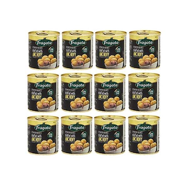 パッケージ個数:12・原材料:オリーブ、アンチョビ、漬け原材料(食塩)/調味料(アミノ酸)、pH調整剤、酸化防止剤(ビタミンC)、安定剤(アルギン酸Na)・内容量:1 020g(85g×12缶)・カロリー:推定値 1袋(70gあたり) 12...