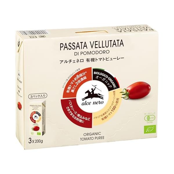 -/200グラム (x 3)/-・FlavorName:有機トマトピューレー×3・パッケージ個数:33・原材料有機トマト(イタリア) 原産国イタリア・栄養成分100g当たり:熱量33kcal、たんぱく質1.7g、脂質0g、炭水化物8g(糖質...