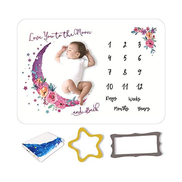 ピンクフラワー/100 cm x 140 cm/-・Color:ピンクフラワー・?スペルミス解消済み月齢フォトの下部中央にプリントされている”and Back” のアルファベットスペルがadnと誤ったスペルでプリントされていた問題ですが、2...