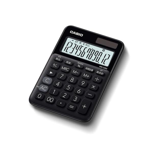 ブラック/-/MW-C20C-BK-N・Color:ブラック・パッケージ個数:1・毎日がもっとワクワクする、ポップでキュートな電卓・ラウンドフォルムで使いやすいミニジャストタイプ・桁数12大きさ(奥行×幅×高さ)mm149.5×105×22...