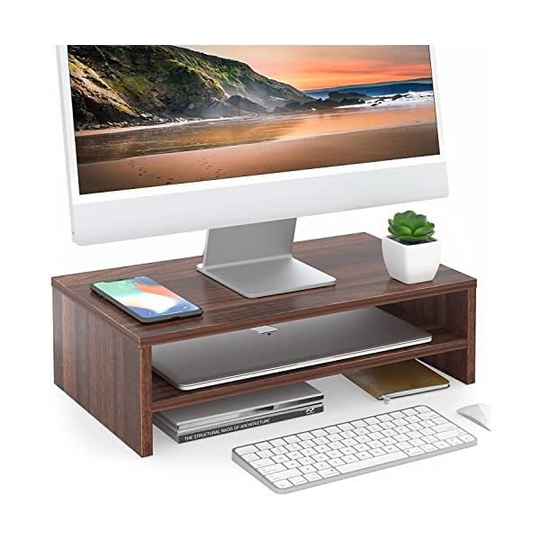 2 段ブラウン/幅425mm 二段/-・Color:ブラウンSize:幅425mm 二段・デスク周りにスッキリに卓上モニター台は２段式で物事ごとに分類に収納できます。キーボード・マウスの周辺機器はもちろん、書類、タブレットをすっきり整理でき...