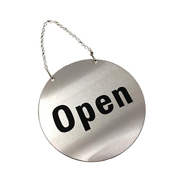 -/直径 130 mm／ステンレス/-・Size:直径 130 mm／ステンレス・パッケージ個数:1・ショップの入口に掲げるオープンクローズ看板プレートです。・ステンレス製のリバーシブルタイプ。一枚で両面つかえます。・シンプルなデザインで視...
