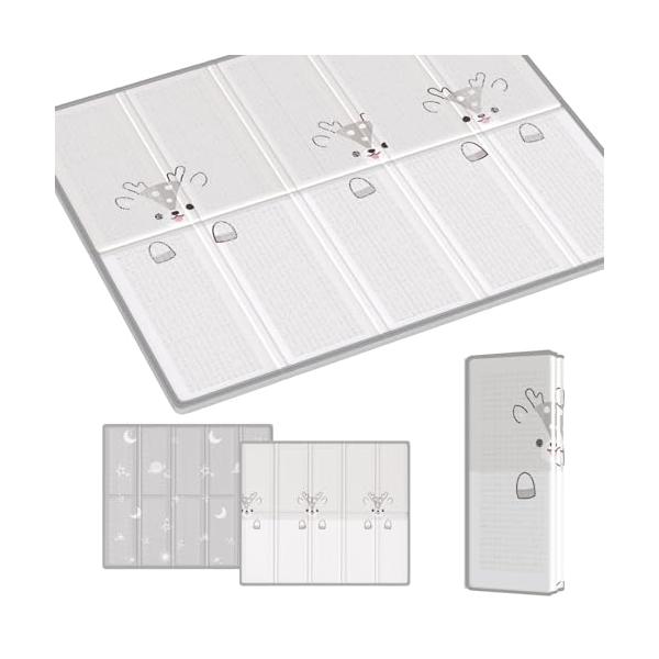 星月+鹿/180cm×200cm×1cm/-・Size:180cm×200cm×1cmColor:星月+鹿・「厚手で断熱・衝撃吸収・防音」：厚さ2cmのプレイマットは衝撃吸収性に優れ、プレイマットをする赤ちゃんや小さな子どもにとっては、転倒...