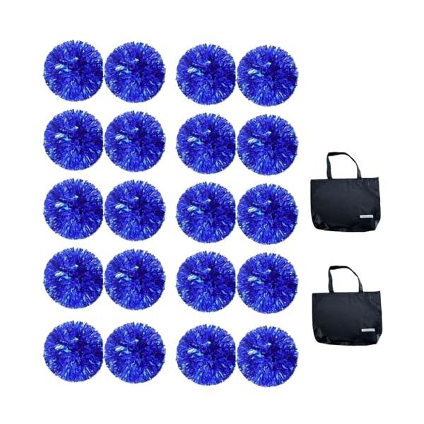 ブルー20個/28 cm/-・Color:ブルー20個・ブルーのポンポン20個（両手使用で10人分）。運動会・ダンス・発表会・応援イベントにぴったりのチアポンポンセット。指を入れて使うリングタイプです。・直径約28cm、1個約50g、テープ...