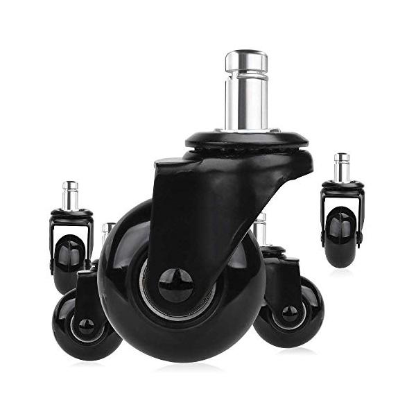 黒/50mm/-・Size:50mm・パッケージ個数:1・高品質： ポリウレタン製のタイヤが耐久性と柔らかさの両立で軽量且つ頑丈で回転スムーズなキャスター、フローリングに傷付きにくいです、広葉樹、ラミネート、タイル、スレート、カーペット、コ...