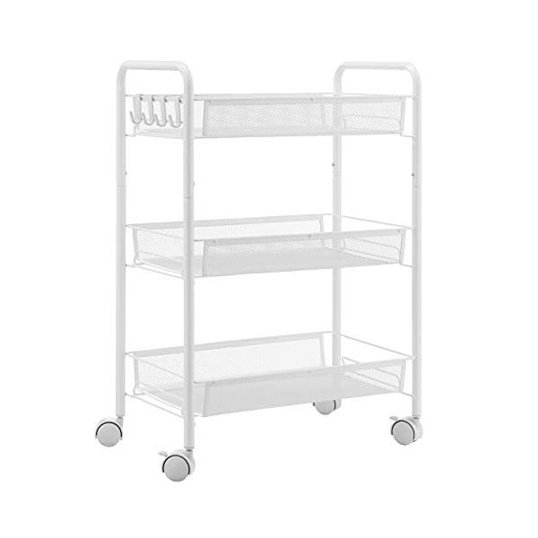 三段式・収納カート ホワイト 幅26.5×奥行45.5×高さ63.5cm ・・Color:収納カート ホワイト・【商品詳細】★本体サイズ:幅26.5×奥行45.5×高さ63.5cm 重量(約):2.35Kg ★耐荷重(約):45kg（一つあ...