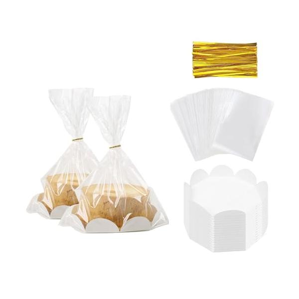 ホワイト/30cm x 35.5cm x 8cm/-・Color:ホワイト・「商品仕様」素材：紙、セット内容：50枚セット、ケーキベースの直径17cm、袋のサイズ：30*35.5*8cm、6インチケーキ対応・「素材について」：透明なOPP袋...