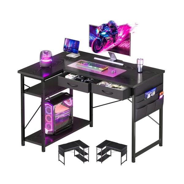 モダン黒い/98幅/-・Size:98幅Color:黒い・L字型デザインで省スペースコーナーにぴったりフィットするL字型デスク。コンパクトながら広々とした作業スペースを実現し、モニターや資料、デスクアクセサリーの配置にも最適です。「L字 デ...