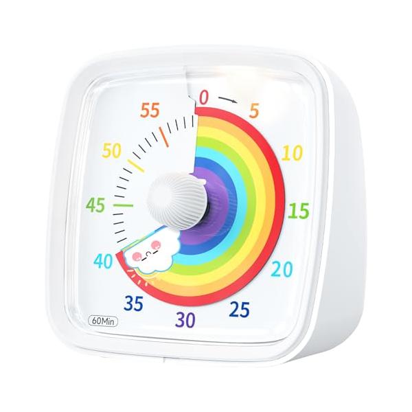 白い虹/no/VT03・Color:白い虹・効率的な時間管理ツール : あなたやあなたのお子さんは、先延ばしや時間感覚のなさに悩んでいませんか？Yunbaoitタイマーは時間感覚を養うことができます。このタイマーは視覚的な時間管理ツールで、...