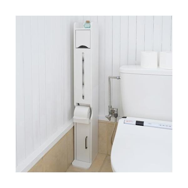 トイレラック(新タイプ・幅15.5cm)ホワイト/幅15.5×奥行21×高さ120.5cm/FTR-S(WH)・Color:ホワイトStyle:トイレラック(新タイプ・幅15.5cm)・パッケージ個数:1・おしゃれに収納トイレットペーパーを...