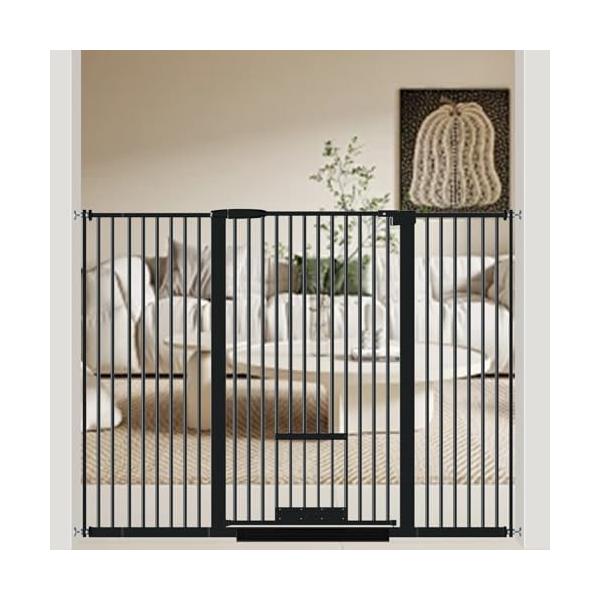 ブラック/137-156cm/w410・Size:137-156cmMaterialType:ブラックスチール製・赤ちゃんとペット脱出防止・すり抜け防止高さが100cm以上のハイゲートので、赤ちゃんや猫、犬がベビーゲートから逃げるのは簡単で...