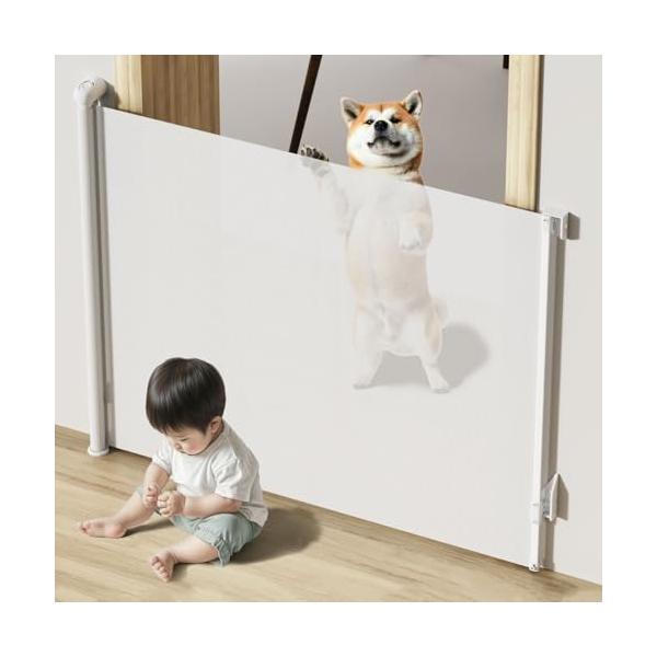 ホワイト/最大幅140cm/NP789・Color:ホワイトSize:最大幅140cm・2025新登場ロール式ベビーゲート本体のサイズ (幅X高さ) :140×97cm、最大は180cmまで伸びることができます。厚めのスチールフレーム＋滑り...