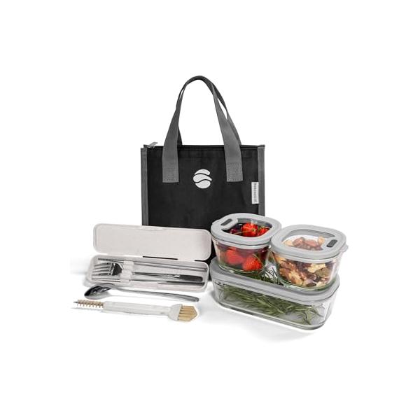 グレー/560mx1個・240mlx2個/US-JP-PL-3-240-560-Gray・Color:グレーSize:560mx1個・240mlx2個・1.蓋付き耐熱容器高ホウケイ酸ガラス製で-20℃〜510℃対応。電子レンジ・オーブン調理...