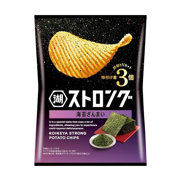 -/-/16987・(1)味付け量3倍：味付け量3倍で、濃厚で贅沢な味わいを実現。「湖池屋ポテトチップスのり塩」比較。・(2)連食性：口に入れた瞬間の味わいの強さと豊かな香り（TOP）、食べている時の味の抑揚（MIDDLE）、後半の味の広が...