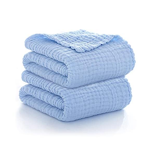 シンプルブルー/ワンサイズ/-・Color:ブルー・サイズ：110x110CM（洗濯すると多少縮む場合があります）、重さ：250ｇ/枚、規格：２枚組・ふんわり6重ガーゼ綿で作られています。ガーゼは通気性が良く、夏は涼しく冬は暖かいのが特徴的...