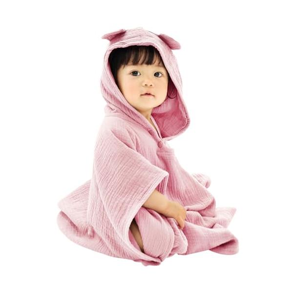 シンプルピンク/M/R0527・Size:MColor:ピンク・??毎日のお風呂上がりを、もっとスムーズにふんわり軽い4重ガーゼで仕立てた、atRiseのベビーバスローブ。 吸水性にすぐれたガーゼが、お風呂や水遊びのあとの水分をサッと吸収。...