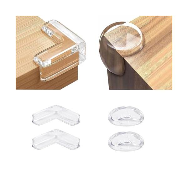 透明/2個 L+2個 丸/Ka-Corner Protector・Size:2個 L+2個 丸・?子供の安全を守る角 クッションで接触面が厚くてクッション性に優れたため、受ける衝撃を和らげます。鋭い角からの柔らかい保護、痛みを伴う、怪我、肌...