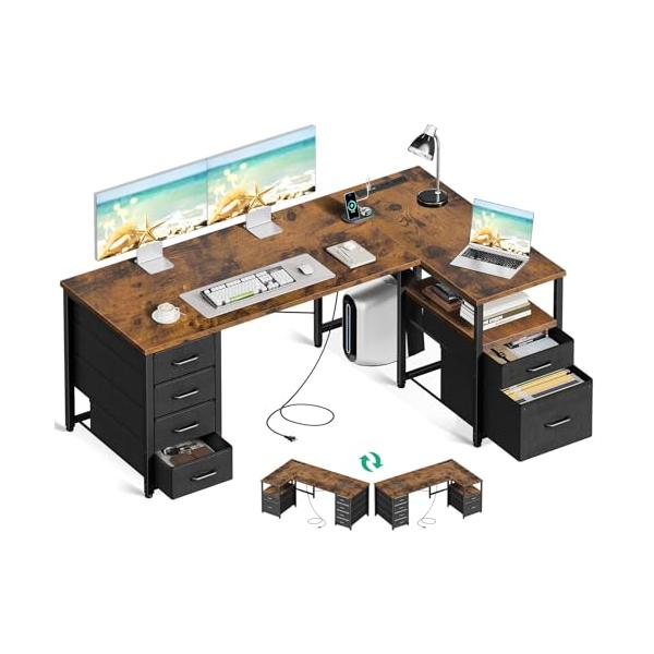 ?代ビンテージ/140*80*75.2cm/OKTB03010701007JP-3・Color:ビンテージ・引き出し6杯付きデスク・収納力満載デスクの足元には一体型の引き出しとラックが備え、本や書類などを使いたい時にサッと取り出せ、PC本体...