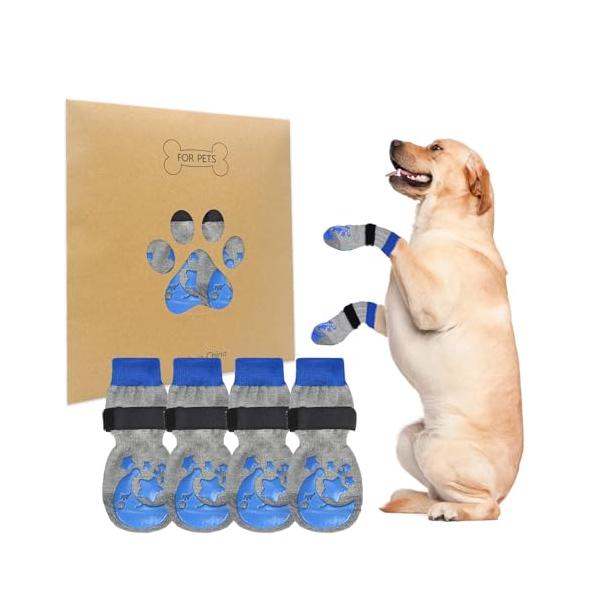 ブルー＆グレー/S/-・Size:SColor:ブルー＆グレー・パッケージ個数:2・??サイズ：ご購入前に必ずペットの足を測定してください。足幅が2つのサイズの中間にある場合は、より大きめのサイズをお選びください。4点セットで、靴下のような...