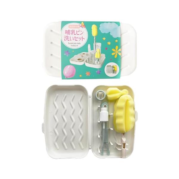 ?規格●サイズ：約W20.5×D14.5×H5.4(cm)　●重さ：290g　●セット内容：水切りラック×1、哺乳瓶ブラシ×1，乳首ブラシ×1，30ml洗剤用ボトル・?赤ちゃんに清潔で安心素材は高品質なPP樹脂、ABSを採用しており耐久性に...