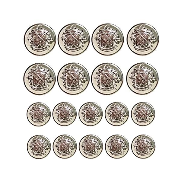 シルバー/20mm 15mm/-・Color:シルバー・ブレザーやコートなどの洋服に使用することができる、レトロなデザインのメタルボタンです。 20mmフロントボタン8個、15mm袖ボタン10個の合計18個がセットになっています。軽量メタル...