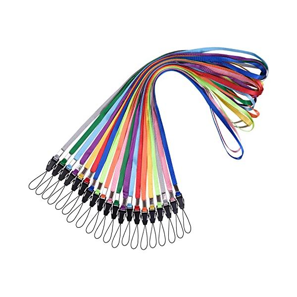 ネックストラップ20本組 10色/432mm/W-20xLongStrip-10Color-AUS・Color:20本組 10色・パッケージ個数:1・サイズ紐長さ：約432mm（松葉紐を含め） 幅：約7mm 脱着松葉紐の長さ（バックルを含め...