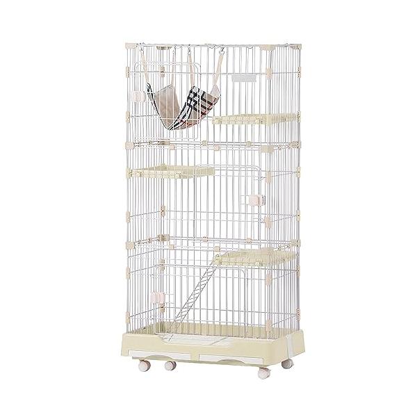 3段クリームイエロー/-/TX287474YAA・猫ちゃんが安心できる場所： 小さい猫ちゃんのお留守番のけがやトラブルを防ぐために、ケージの利用がおすすめです。また、安心して休める場所を作ることで災害時のストレス軽減にもつながります。多頭飼...