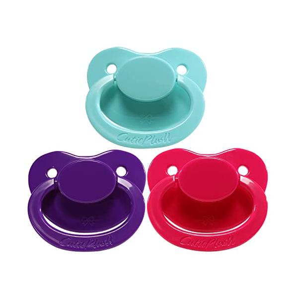 ダークパープル、ローズレッド、アクアマリン/3つ1パック/-・Color:ダークパープル、ローズレッド、アクアマリン・Bigshieldおしゃぶり新しい形状は流行の赤ちゃんおしゃぶりとマッチし、より大きなボタンはDIY装飾に便利で、透明なシ...