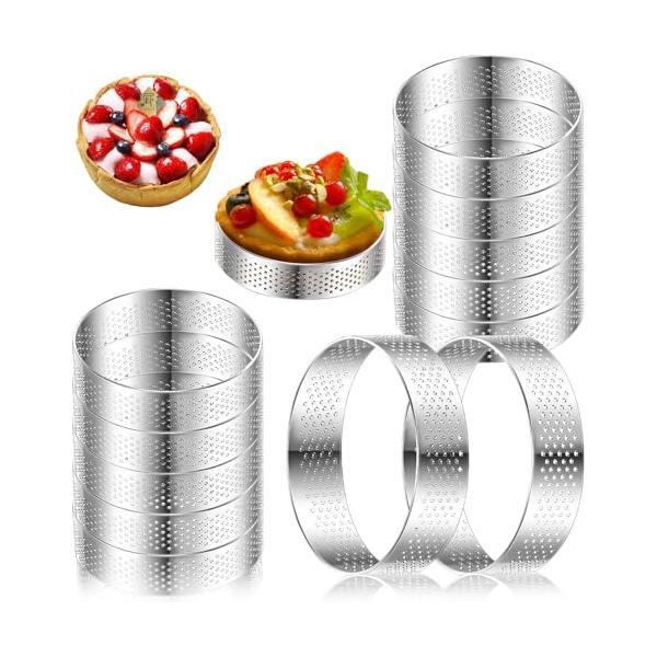 銀色/23.6 cm x 31.7 cm x 2.8 cm/xr・セット内容：エッグタルトリングステンレス製、12個入り。・商品サイズ：エッグタルト用リング12個セット 直径6x2cm6個、直径8x2cm6個。・使いやすさ：タルトリングは焦...