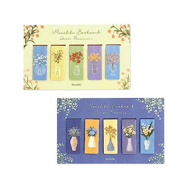 オリビアの花 Ver.1 + Ver.2/パッケージサイズ ：9.50x15.5x0.40cm/Bookmarks・Color:オリビアの花 Ver.1 + Ver.2・構成:10つのデザイン 各デザイン別に1つずつ・磁石形式のブックマーク...