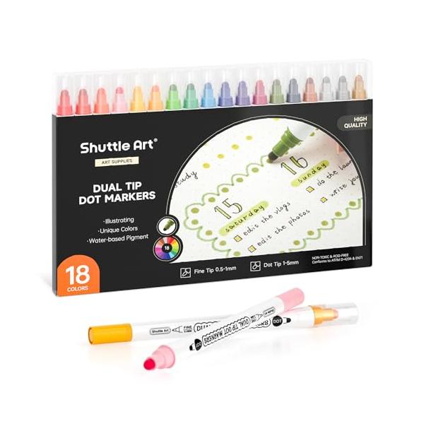 極細18色。/1 Count (Pack of 18)/-・豊富なラインアップドット・極細のツインのペン先が持ている水性マーカーペンです。18色の豊なカラーバリエーションで、用途に合わせて幅広い中からお選びいただけます。収納用透明ケース1個...