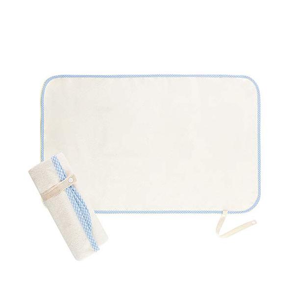 ・クリーム＋ブルー 45x70センチメートル (x 2) ・・Color:クリーム＋ブルー・【綿100％パイルのおむつ替えシート】パイル部分はオーガニックコットンの素材を使って優しい肌触りになる。・【お持ち運びしやすいおむつ替えマット】ホッ...
